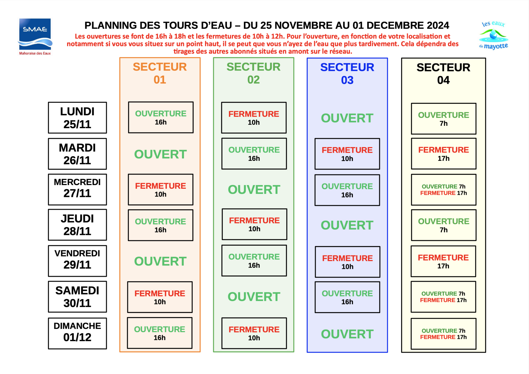 Crise de l’eau : des coupures avancées à 10h dans les nouveaux tours d’eau - Mayotte Hebdo